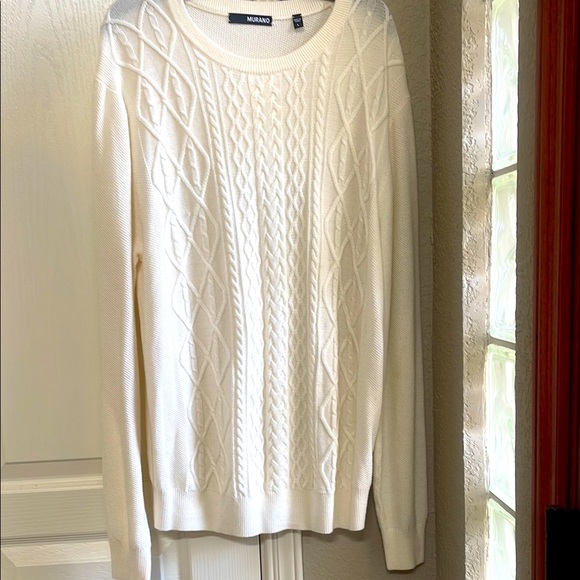 Murano | Sweaters | Murano Mens White Cable Knit Sweater | Poshmark